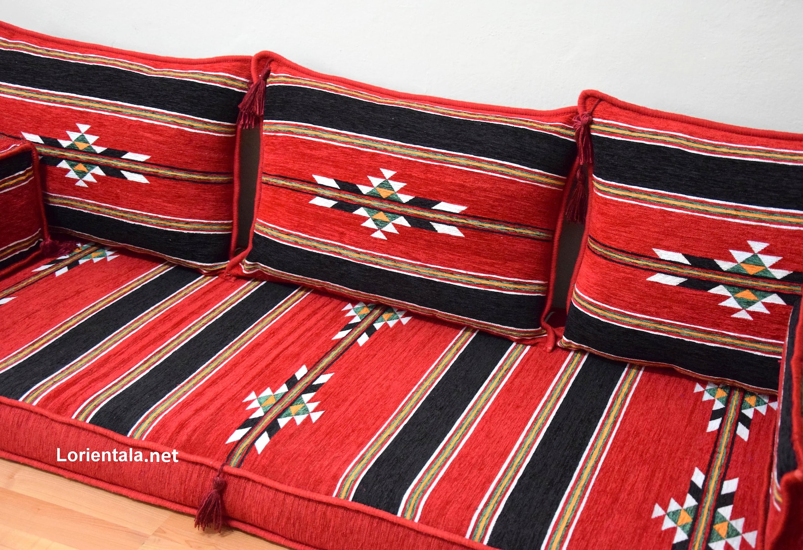 Arabic Floor Sofamajlis Jalsa Black Red Design Jordanian - Etsy
