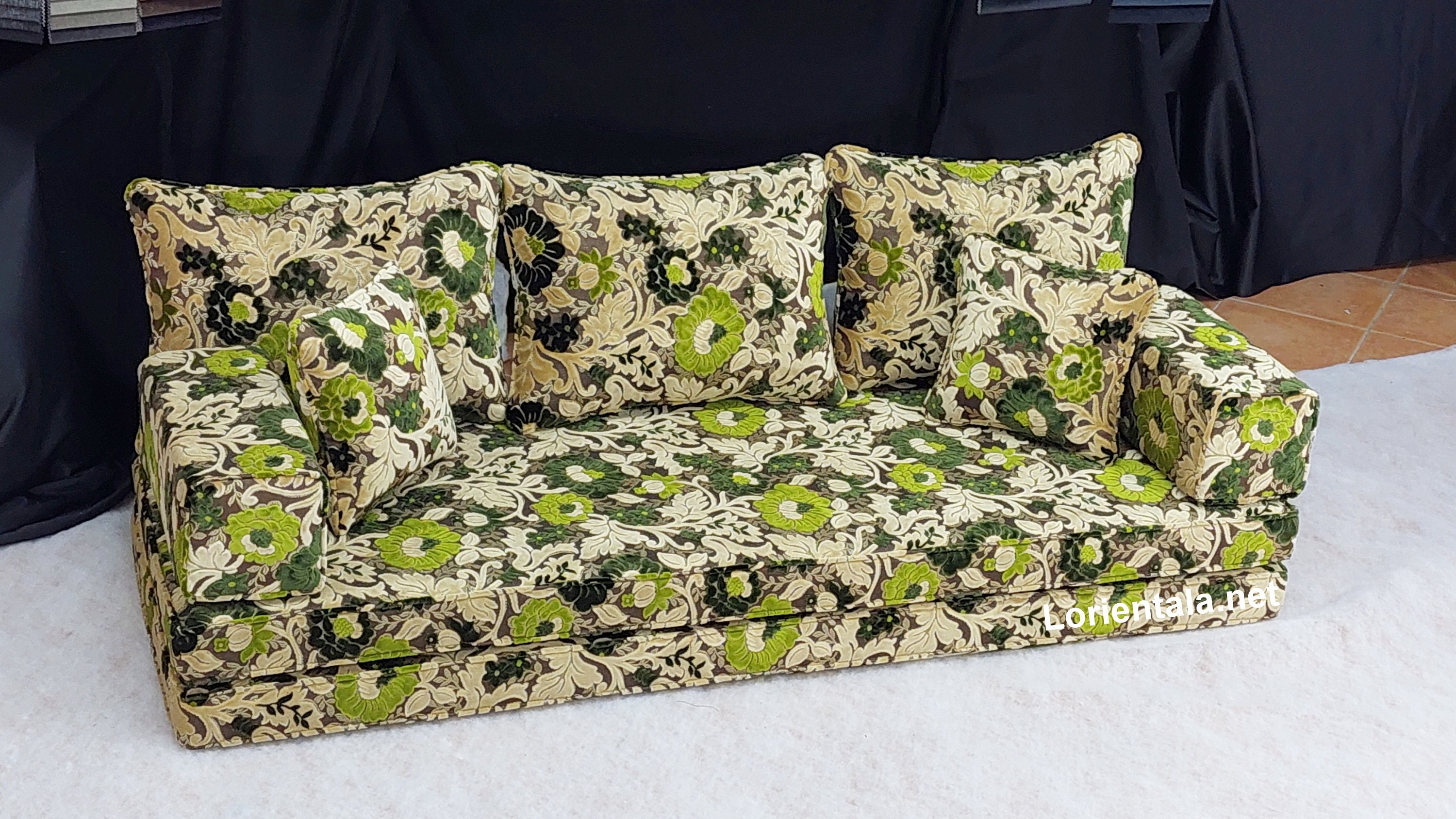 8'' THICKNESS Flower Velvet Floor Seating Sofagreen | Etsy