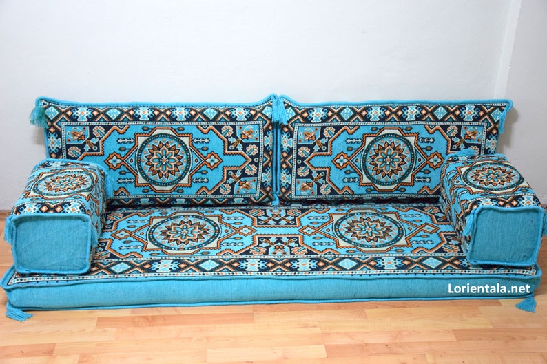 Turquoise Oriental Floor Sofa Set: Arabic Moroccan Style Seating - Etsy