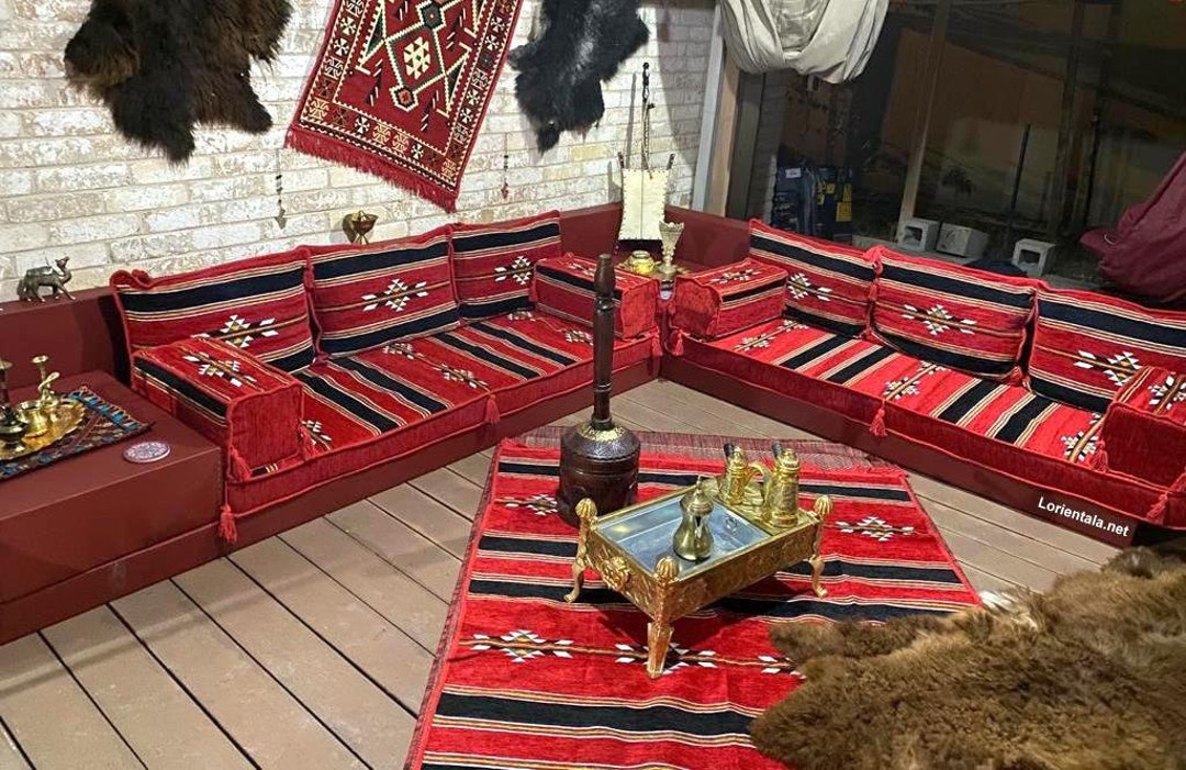 Arabic Floor Sofa,black Red Majlis Jalsa Design Jordanian Mangal Iraqi ...