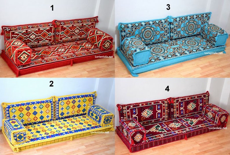 Arabic floor sofablack red Majlis Jalsa design Jordanian | Etsy