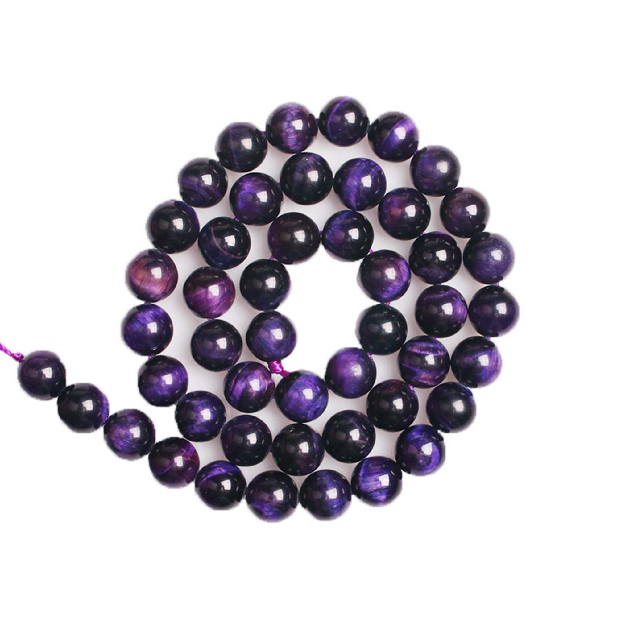 Natural Stone Round purple tiger eye Agates Loose Beads For | Etsy