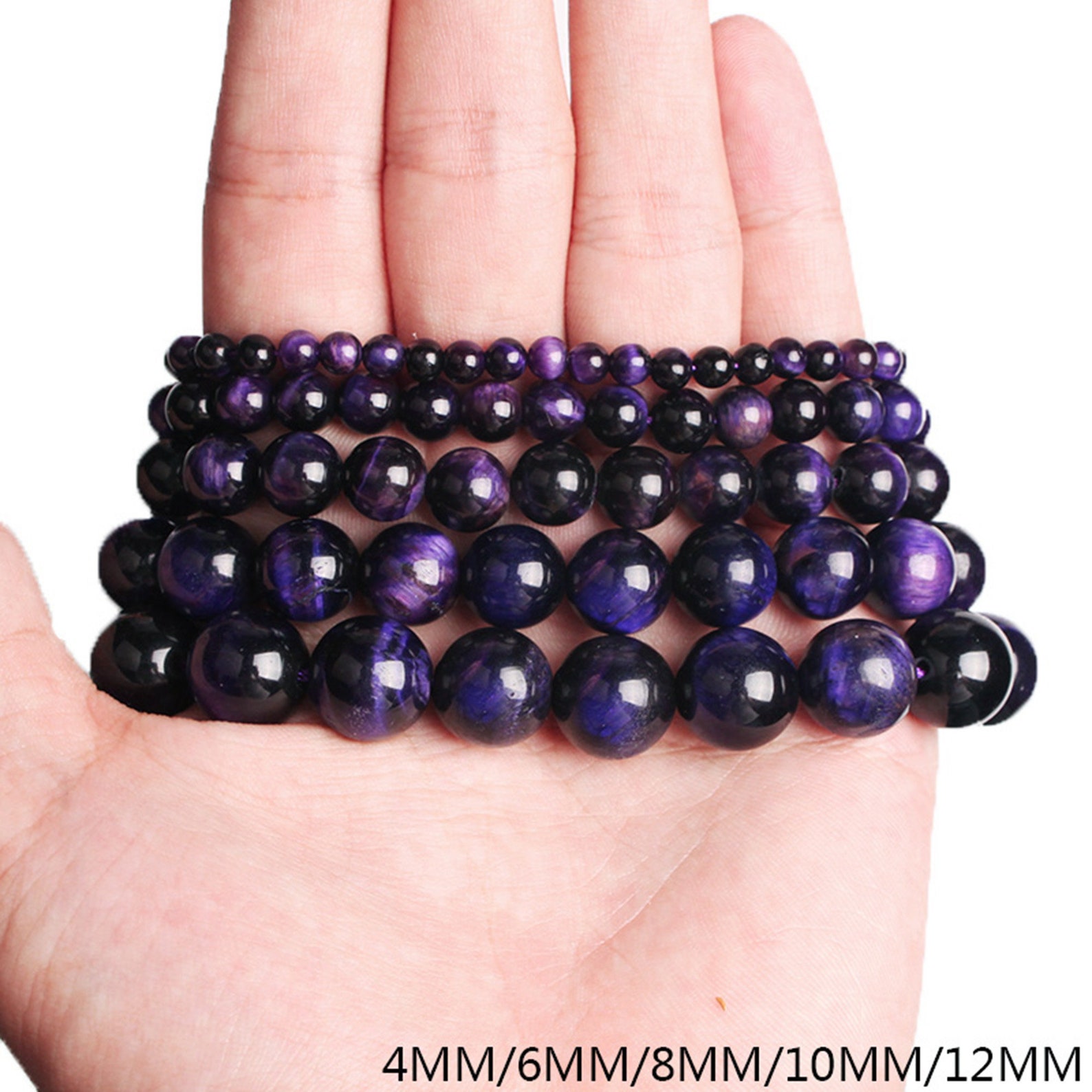 Natural Stone Round purple tiger eye Agates Loose Beads For | Etsy