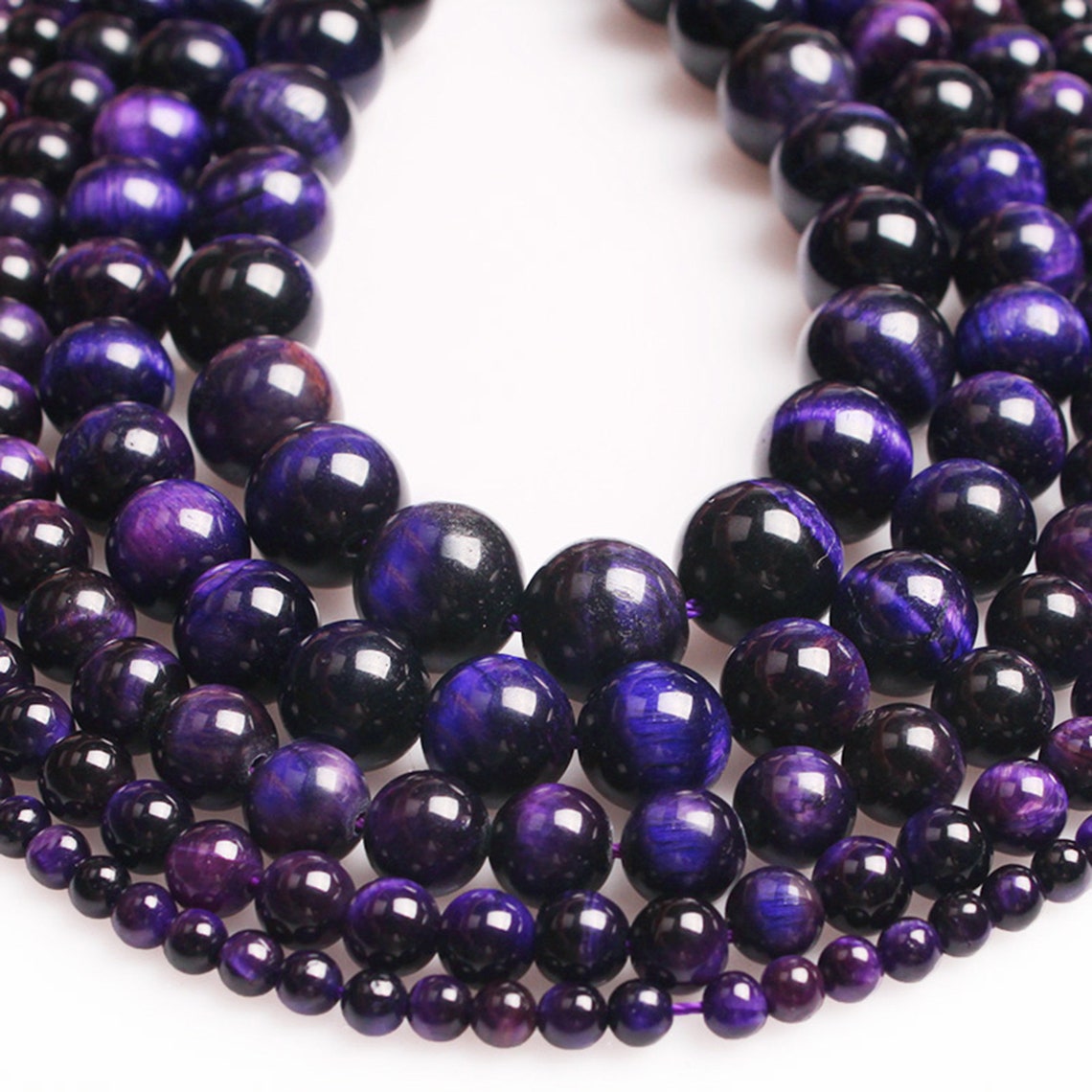 Natural Stone Round purple tiger eye Agates Loose Beads For | Etsy