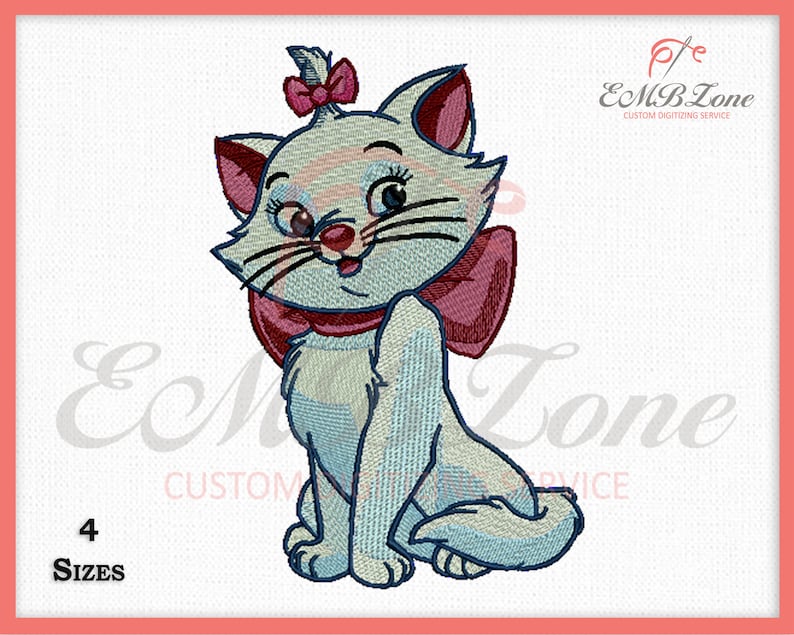 Motif de broderie Marie Cat Disney Broderie de chat Marie | Etsy