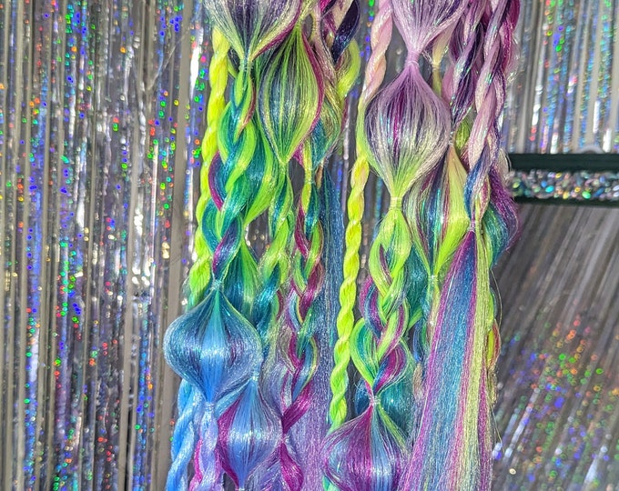 Ombre Rave Braids Easy Application Tinsel Rave Festival Braiding Hair ...