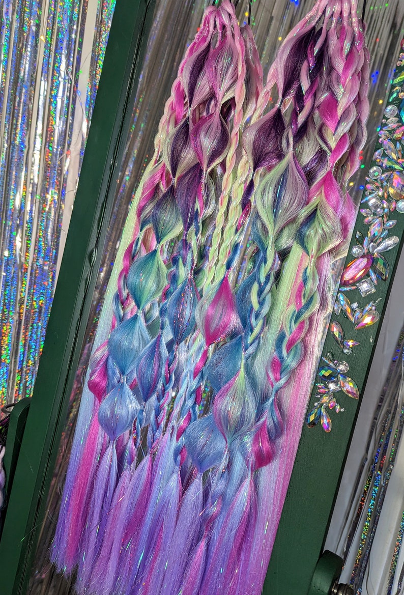 Ombre Rave Braids Easy Application Tinsel Rave Festival - Etsy