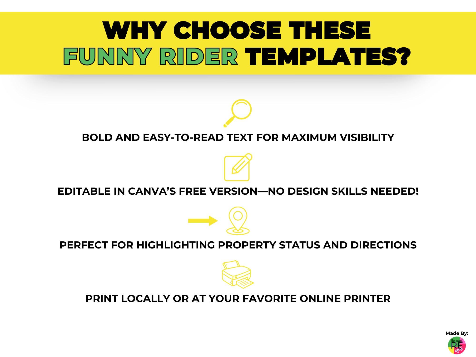 Editable Real Estate Sign Riders Funny & Playful Canva Templates for ...