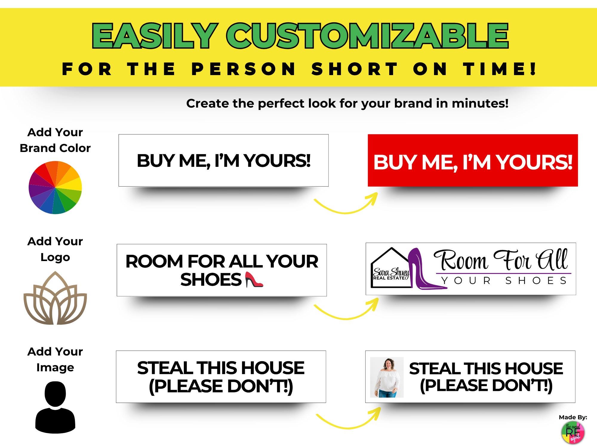 Editable Real Estate Sign Riders | Funny & Playful Canva Templates for ...