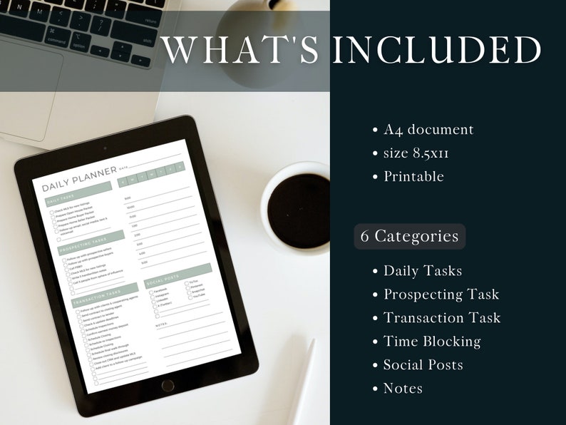 Real Estate Agent Daily Checklist | Canva Template & Digital Planner ...