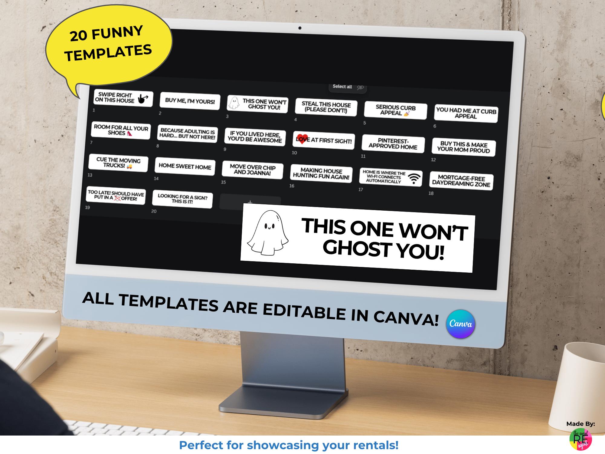 Editable Real Estate Sign Riders | Funny & Playful Canva Templates for ...
