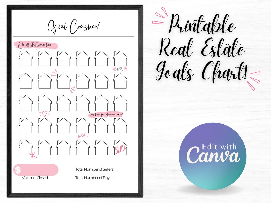 Real Estate Goal Tracker Real Estate Goals Sales Goal Chart Goals Board ...
