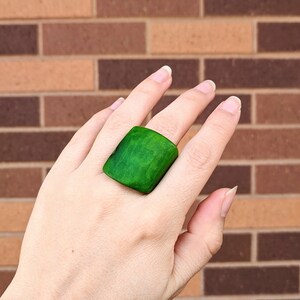Elegant Green Ring, Matte Green Geometric Cocktail Ring, Spring Chic ...
