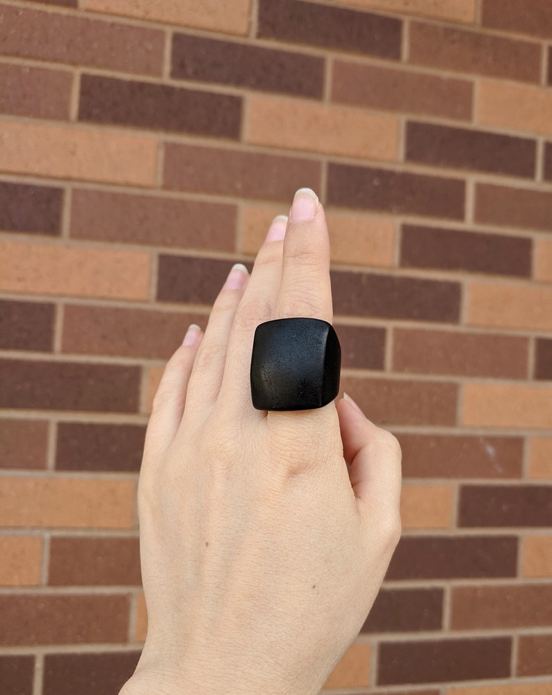Matte Black Ring Thick Band Ring Simple Plain Black Ring for - Etsy