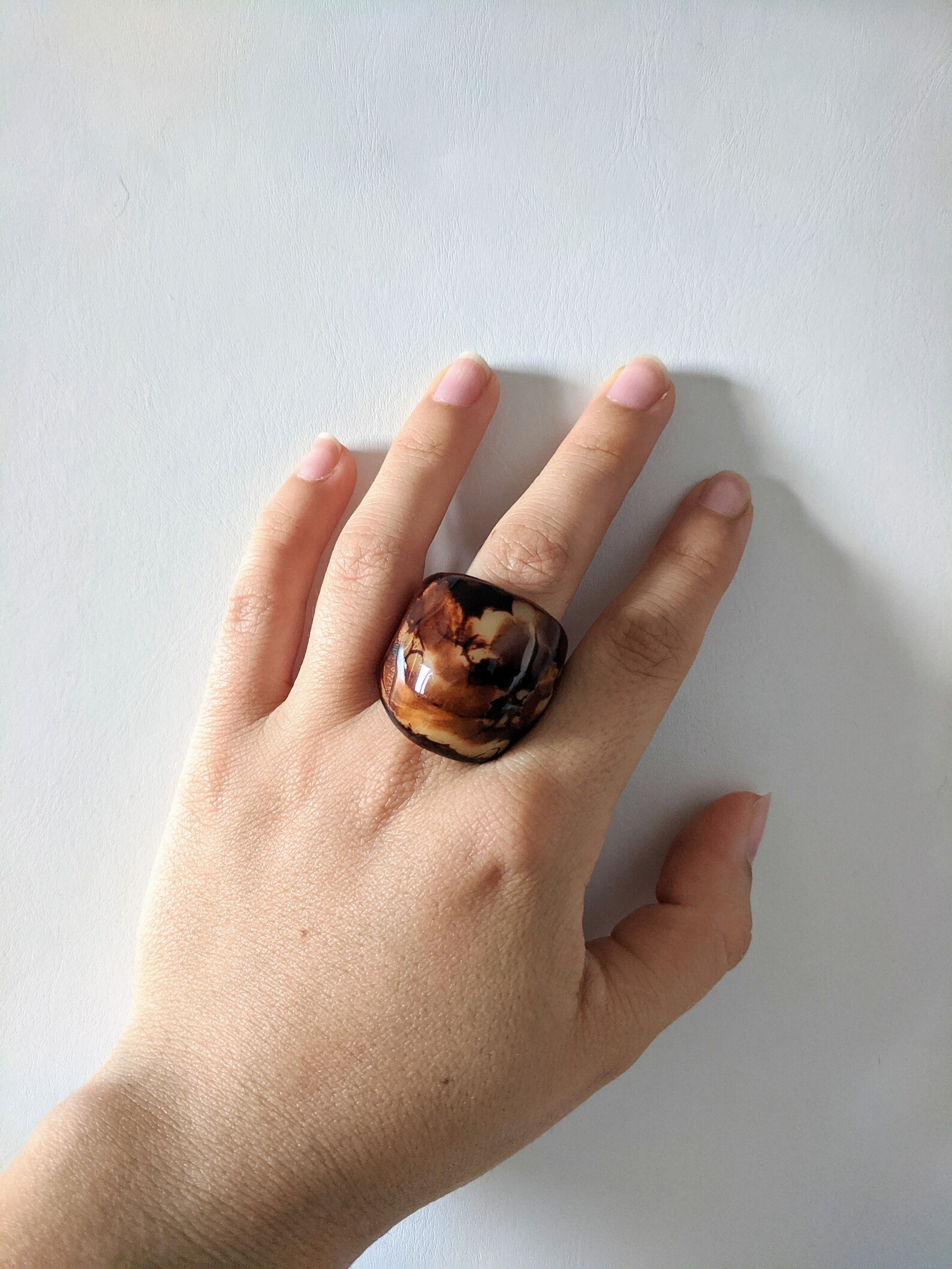 Elegant Brown Ring. Tagua Nut Cocktail Ring . Statement Brown - Etsy