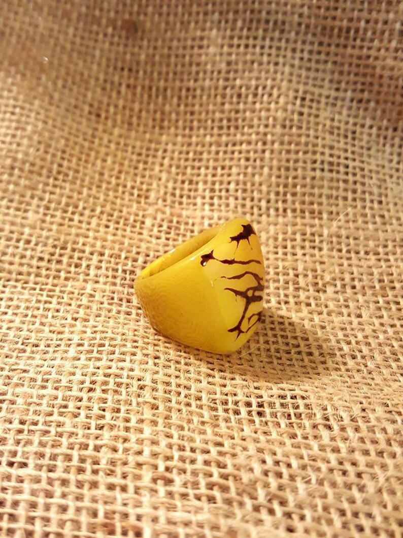 Canary yellow ring. Raw handmade ring made of Tagua Nut. | Etsy