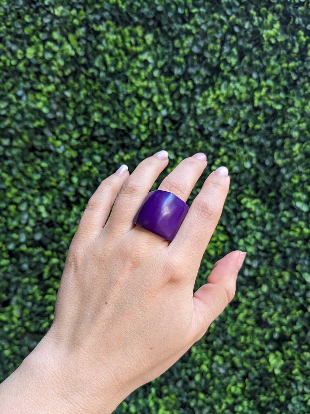 Purple Big Tagua Nut Ring. Matte Finished Chunky Rings. Smooth and ...