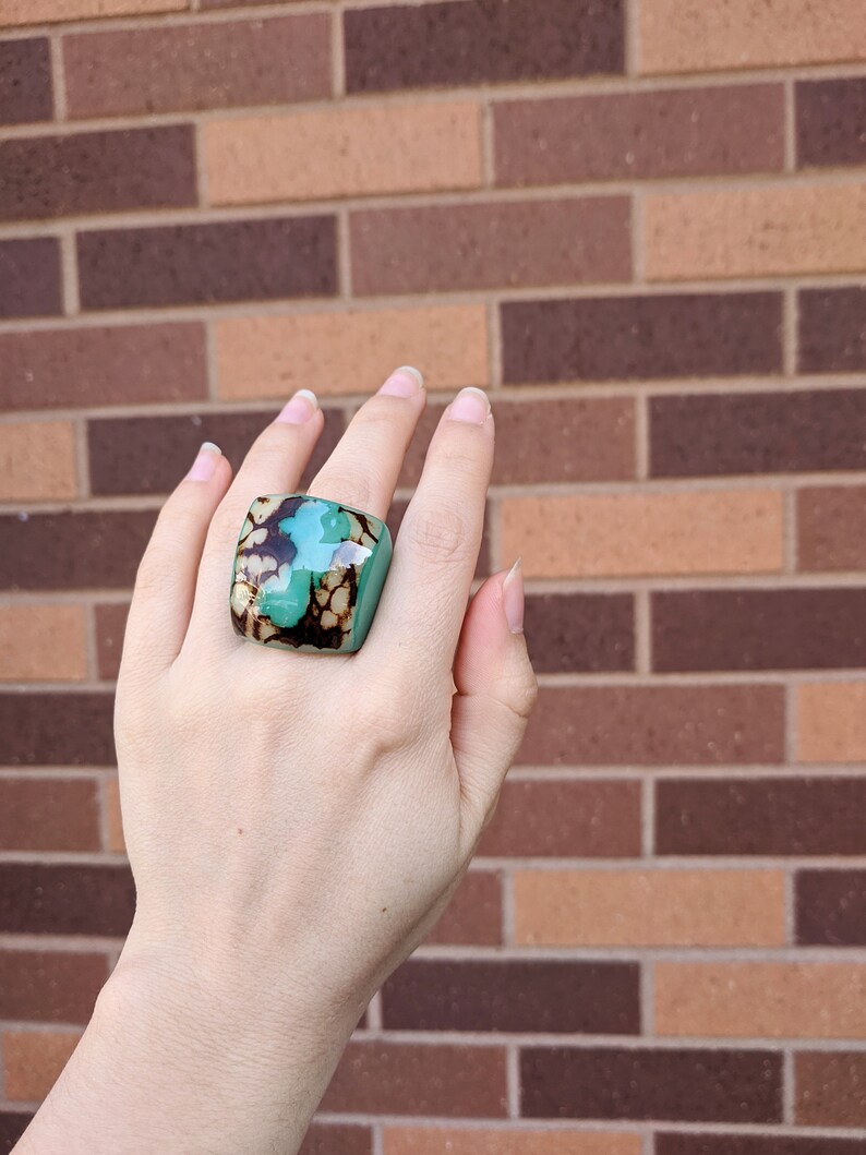Sea Green Colored Big Ring. Chunky Tagua Nut Rings. Hand | Etsy