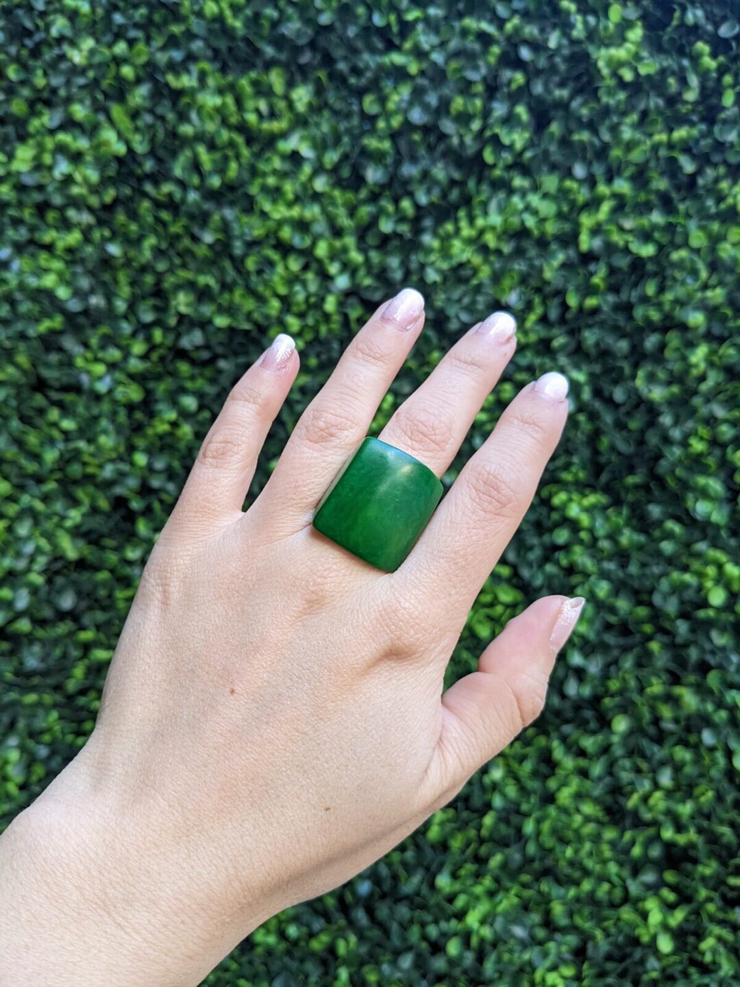 Elegant Green Ring, Matte Green Geometric Cocktail Ring, Spring Chic ...