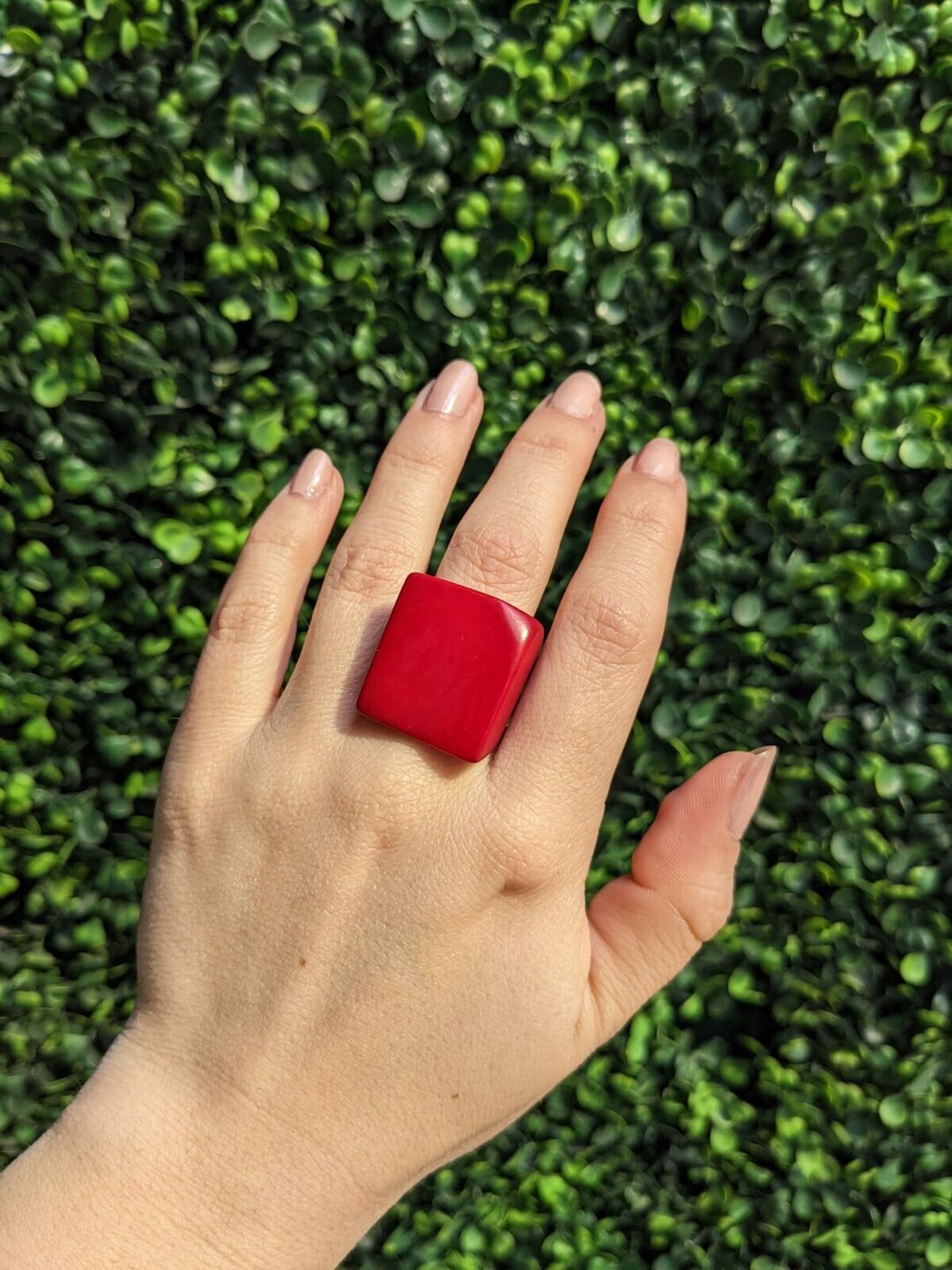 Bold Red Ring. Artisan Handcrafted Tagua Nut Jewelry. Vegetal Ivory ...