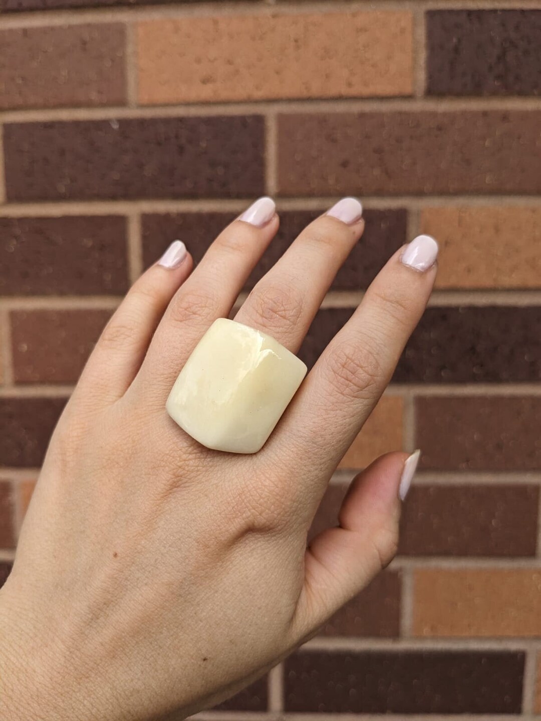 Oversized White Tagua Nut Ring, Elegant Unisex Jewelry Extra Big White ...