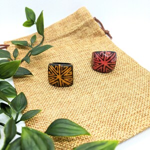 Tribal Chunky Rings. Artistic Geometric Pattern Hand Carved Tagua Nut Jewelry. Boho Style Ring ...