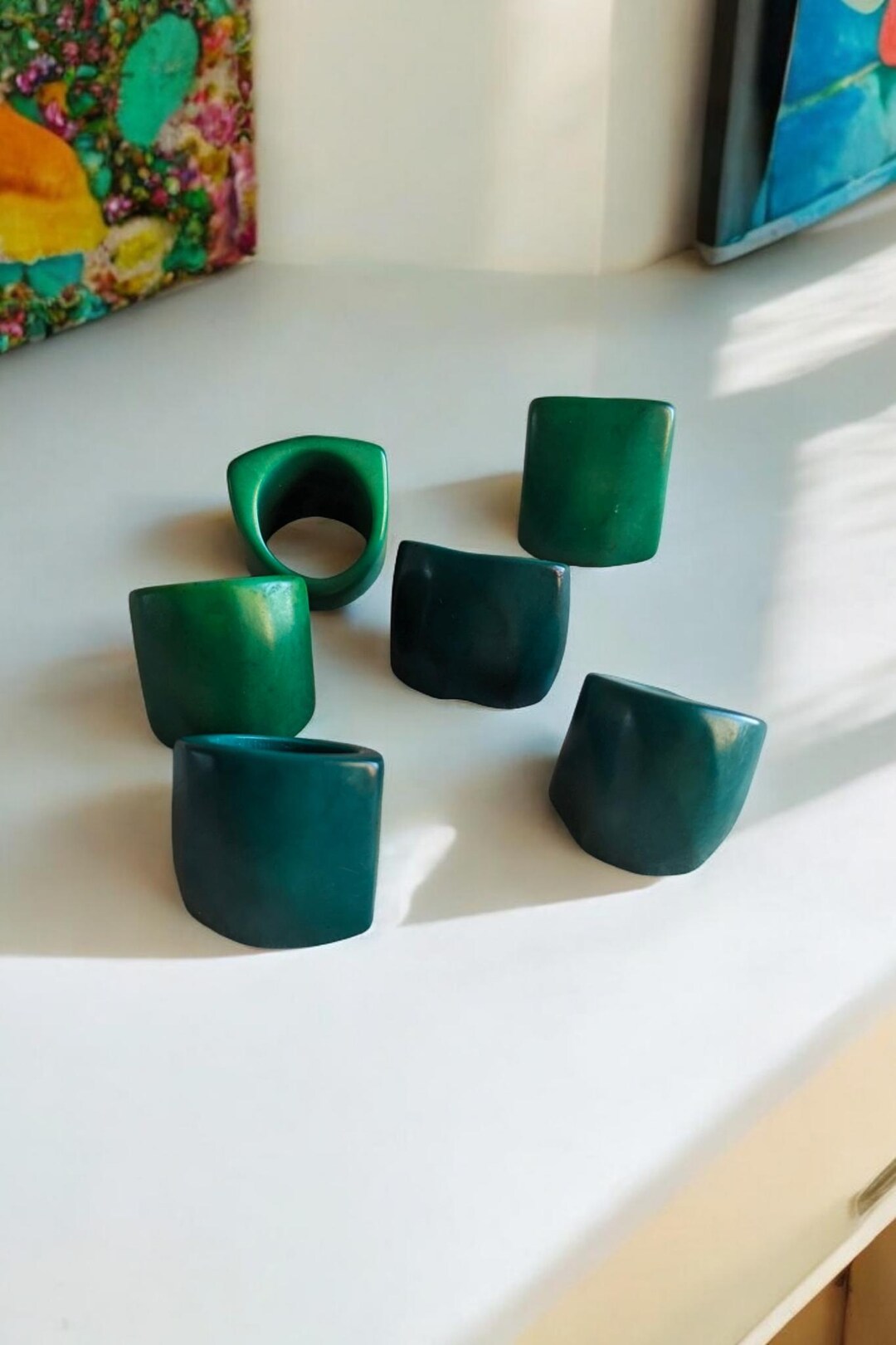 Matte Jade Ring, Green Statement Ring, Sea Green Chunky Handmade Unique ...
