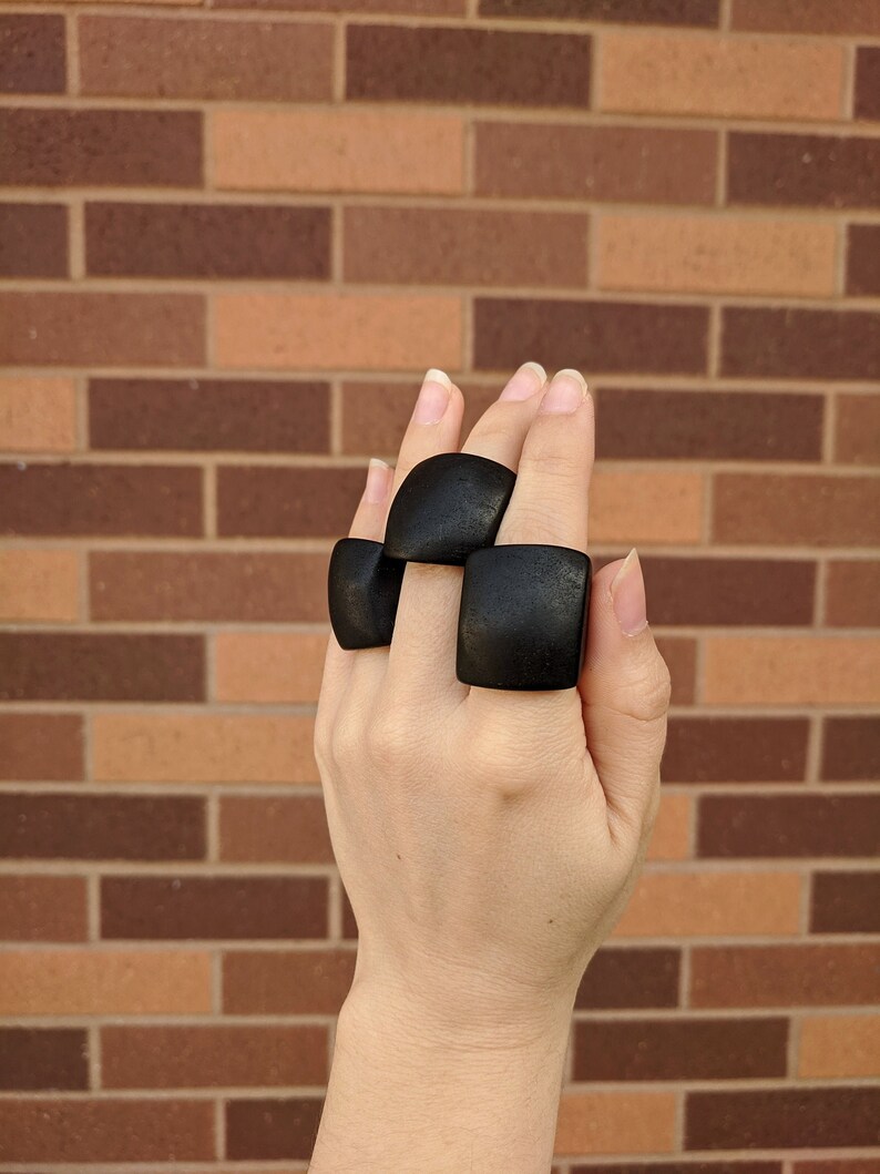Matte Black Ring Thick Band Ring Simple Plain Black Ring for - Etsy