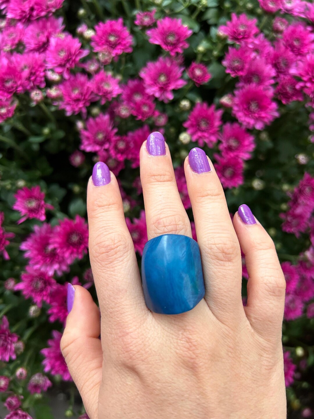 Large Blue Ring. Blue Cocktail Ring. Chunky Ring. Handcrafted Rings ...