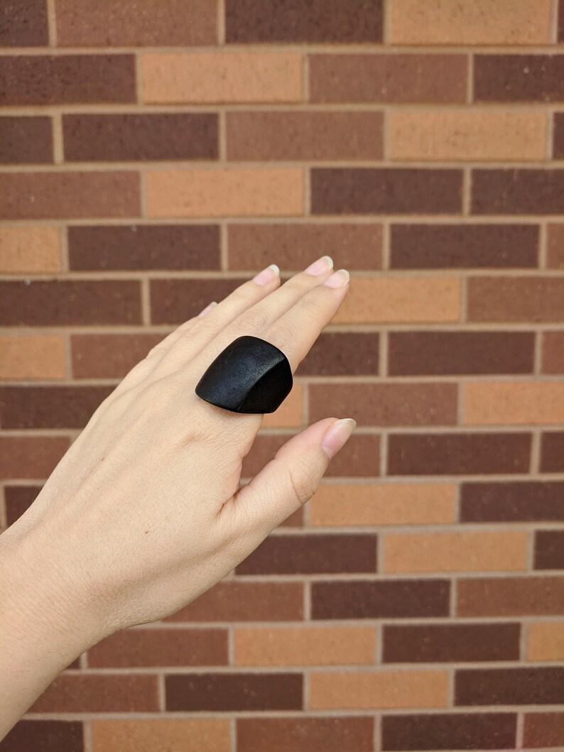 Matte Black Ring Thick Band Ring Simple Plain Black Ring for - Etsy