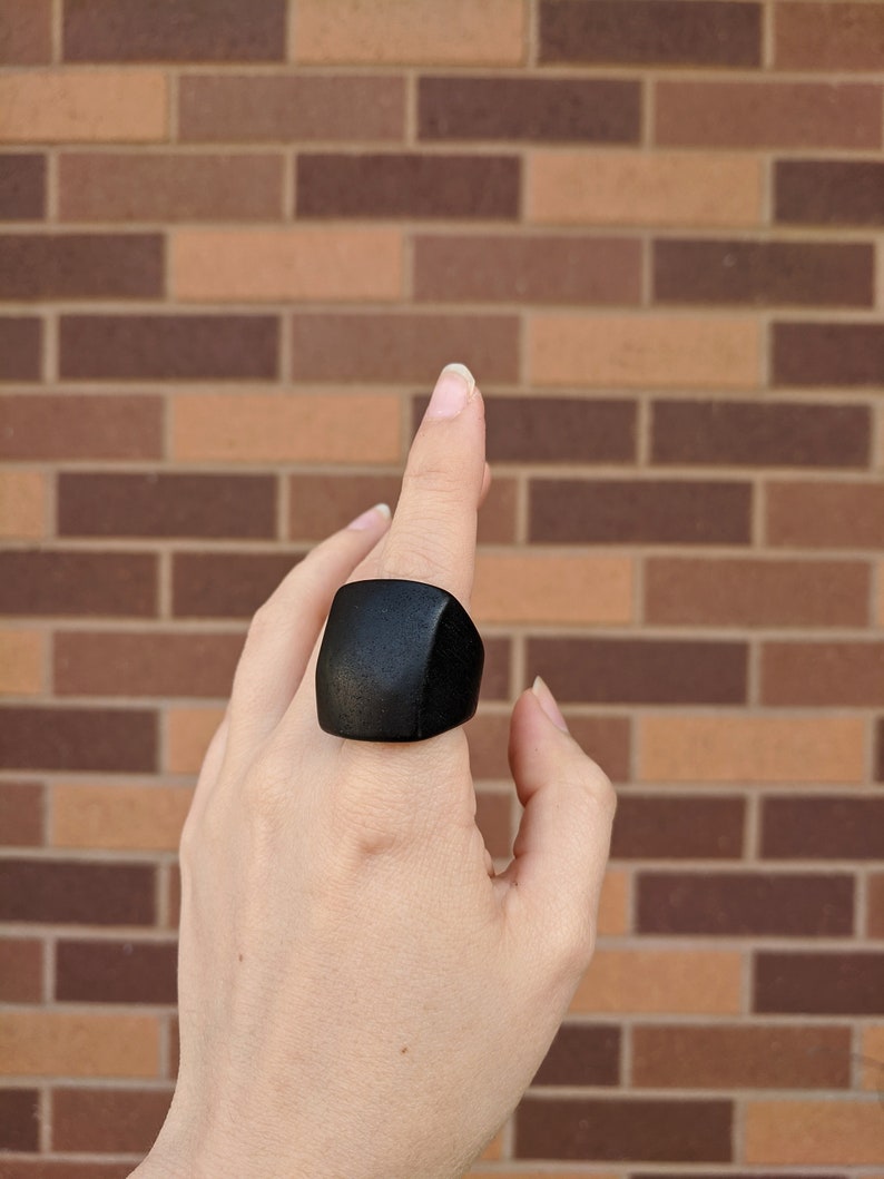 Matte Black Ring Thick Band Ring Simple Plain Black Ring for - Etsy