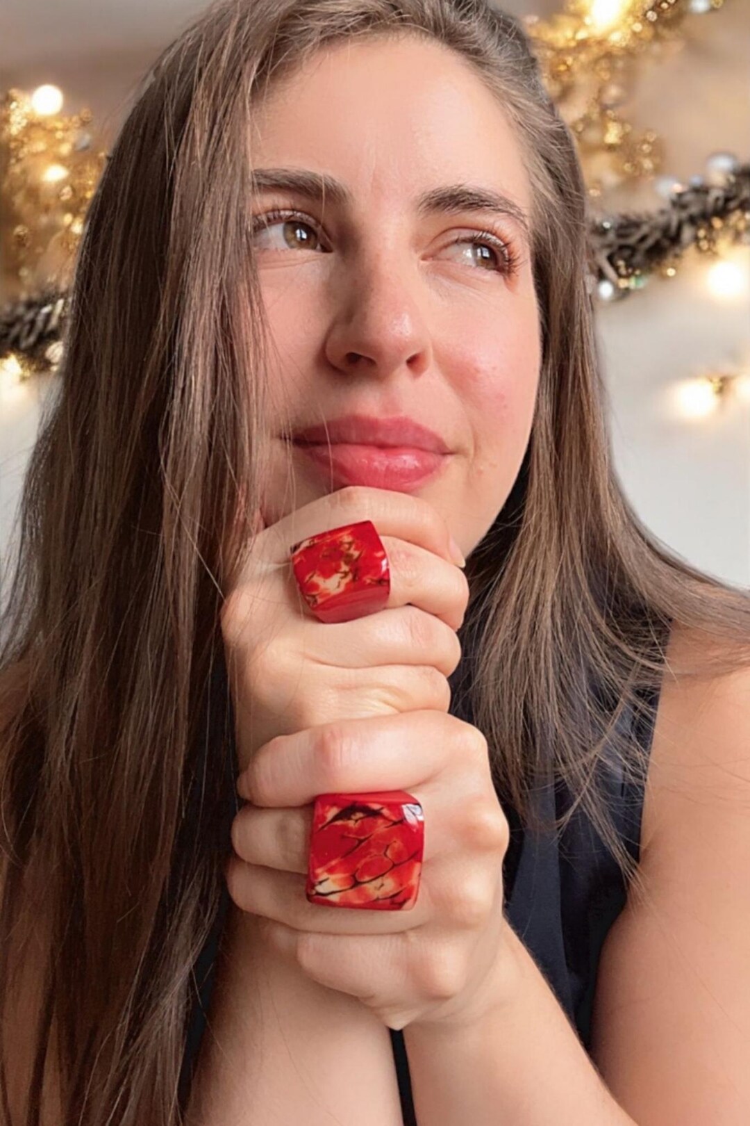 Chunky Red Ring. Handmade Tagua Nut Resin Finished Ring. Statement ...