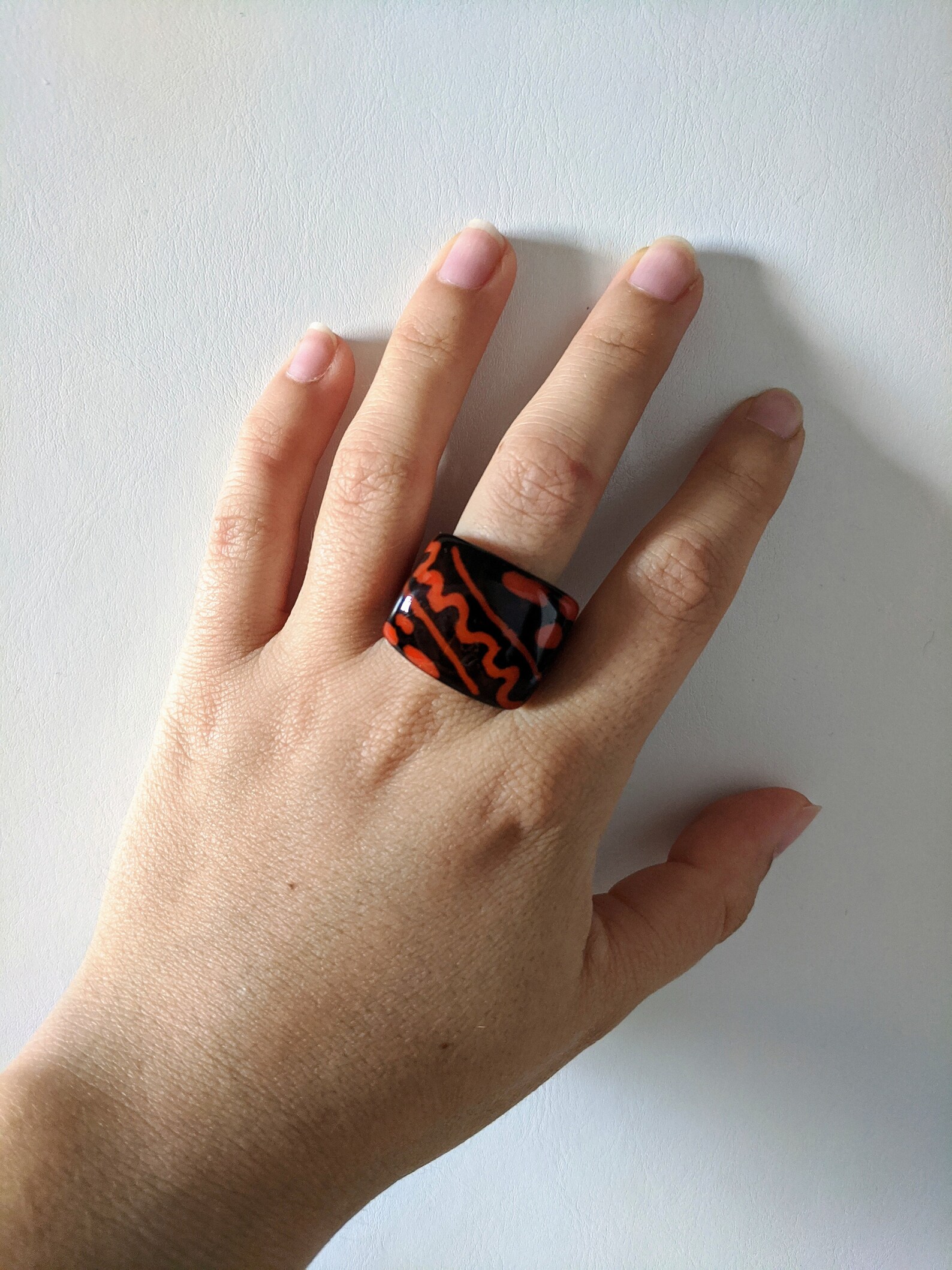 Hand Painted Tagua Nut Statement Ring. One of a Kind Chunky - Etsy