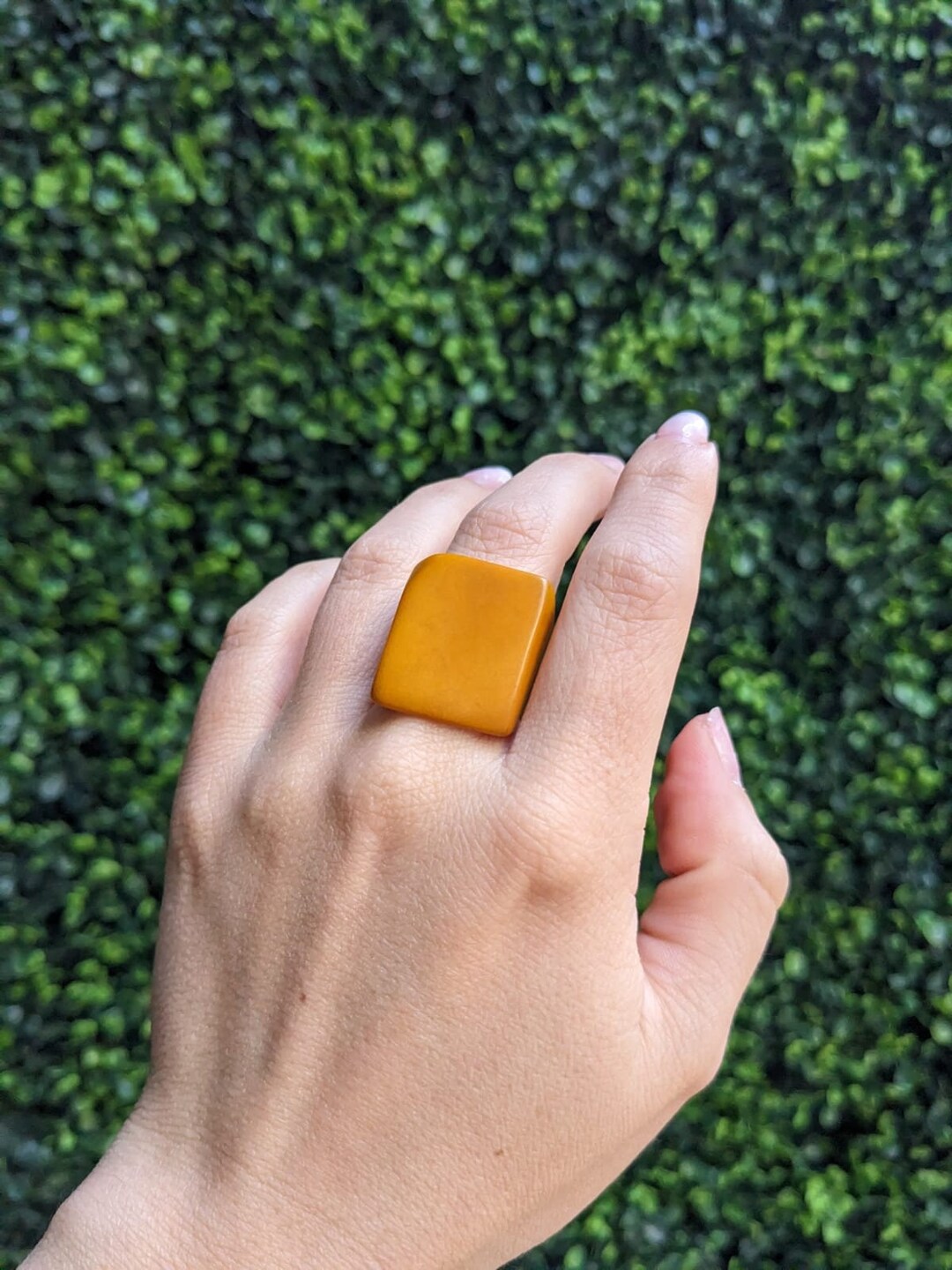 Burned Yellow Chunky Ring, Handcrafted Natural Jewelry, Boho Trendy ...