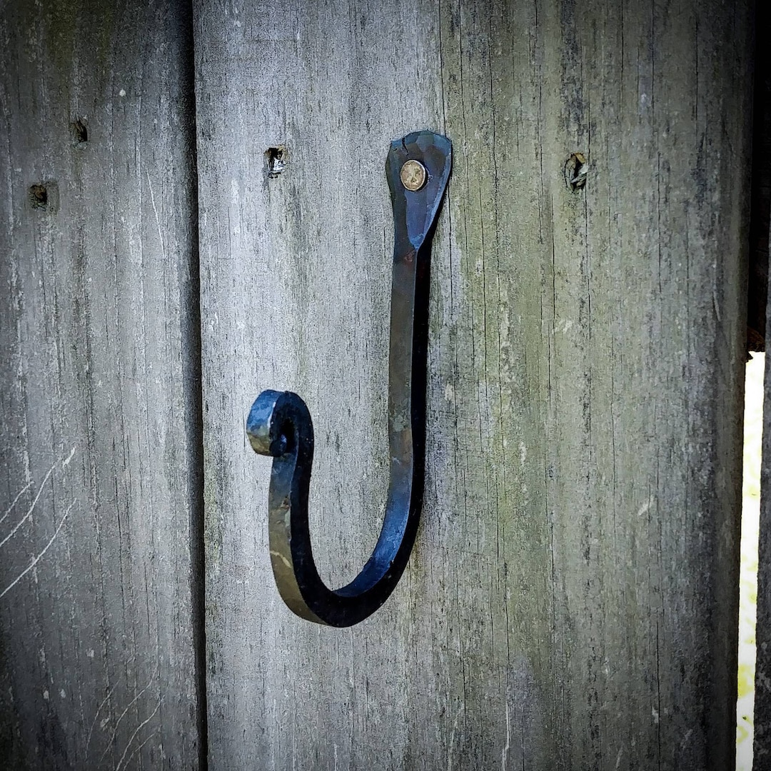 Small Hand Hammer Forged J Hook - Coat Hook, Pot Hook, Iron Hook ...