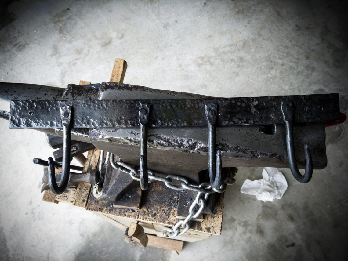 Forged Coat Rack Iron Hooks Traditional Forging Methods by | Etsy