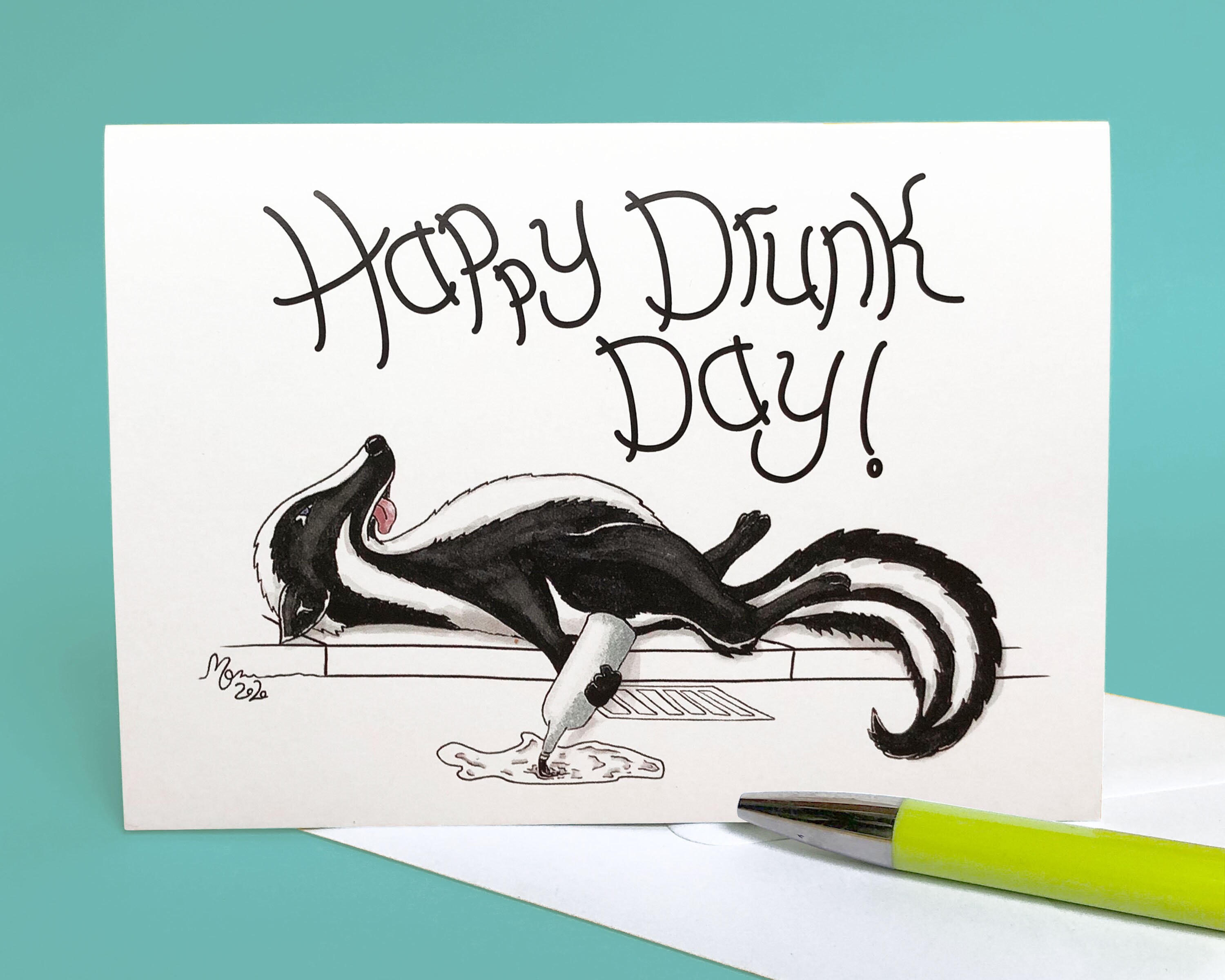Happy Drunk Day Card Hand Illustrated, Cute and Fun for Many Occasion ...