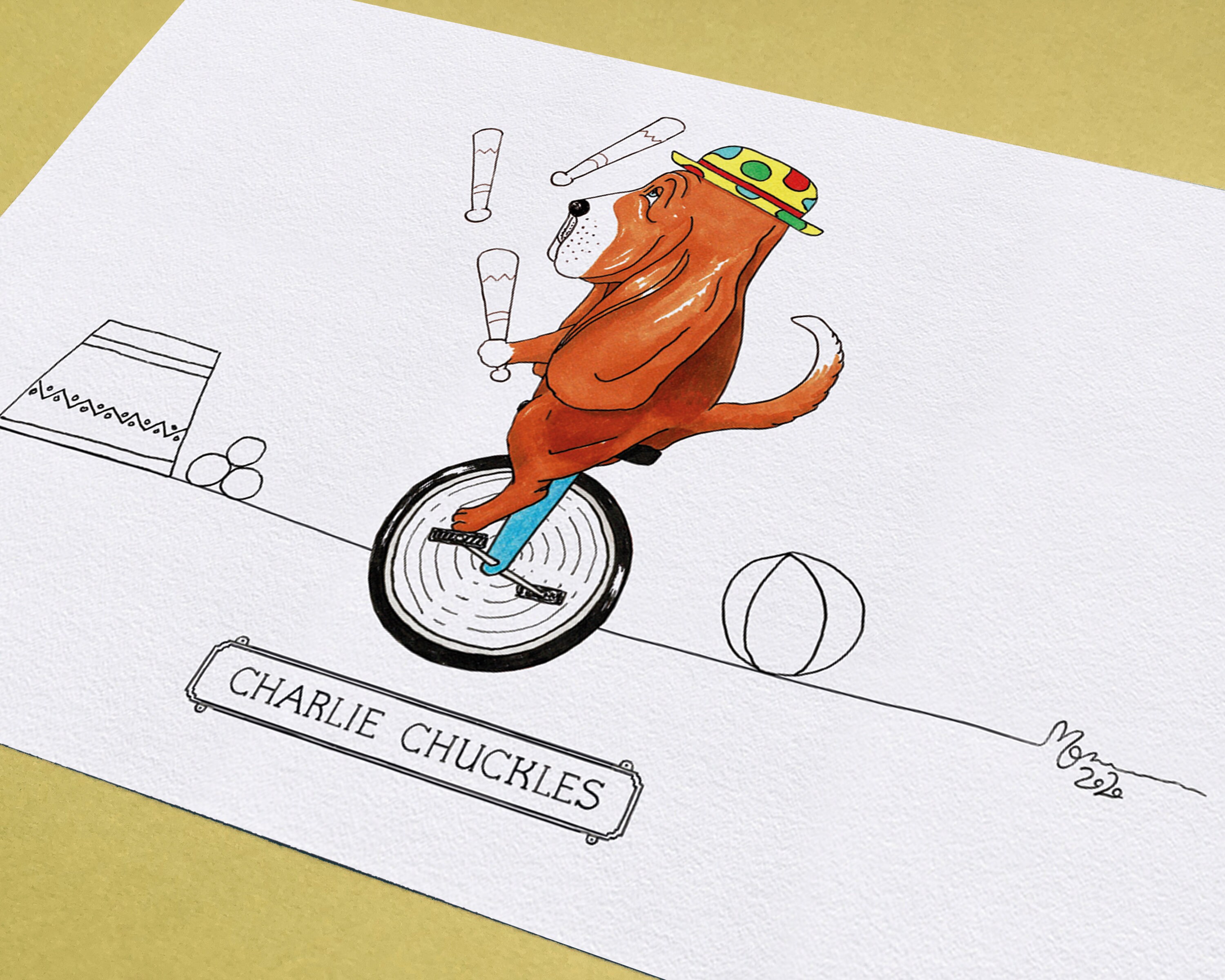 Charlie Chuckles Cute and Funny Hand Illustrated Basset - Etsy