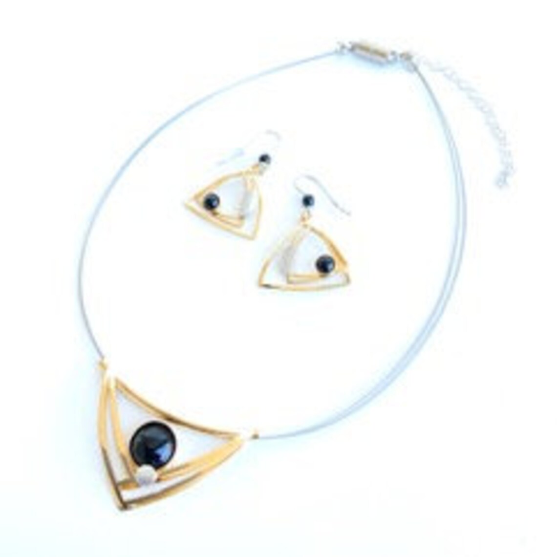 Christophe Poly Wire Necklace Set (GY) With Earrings - Etsy