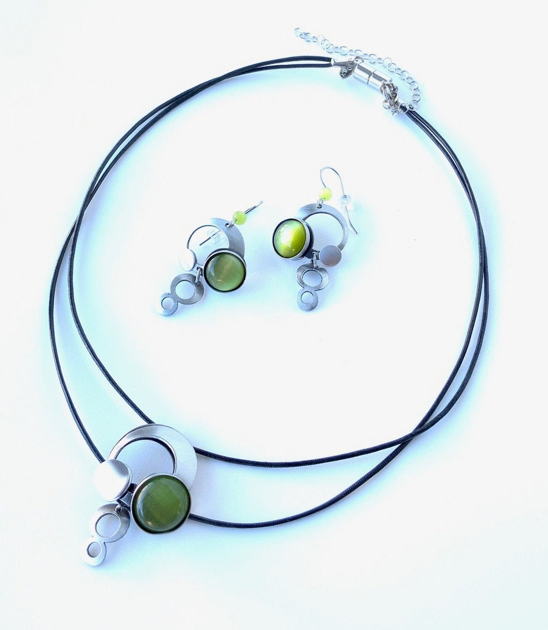 Christophe Poly Double Leather Necklace Set (JY) With Earrings - Etsy