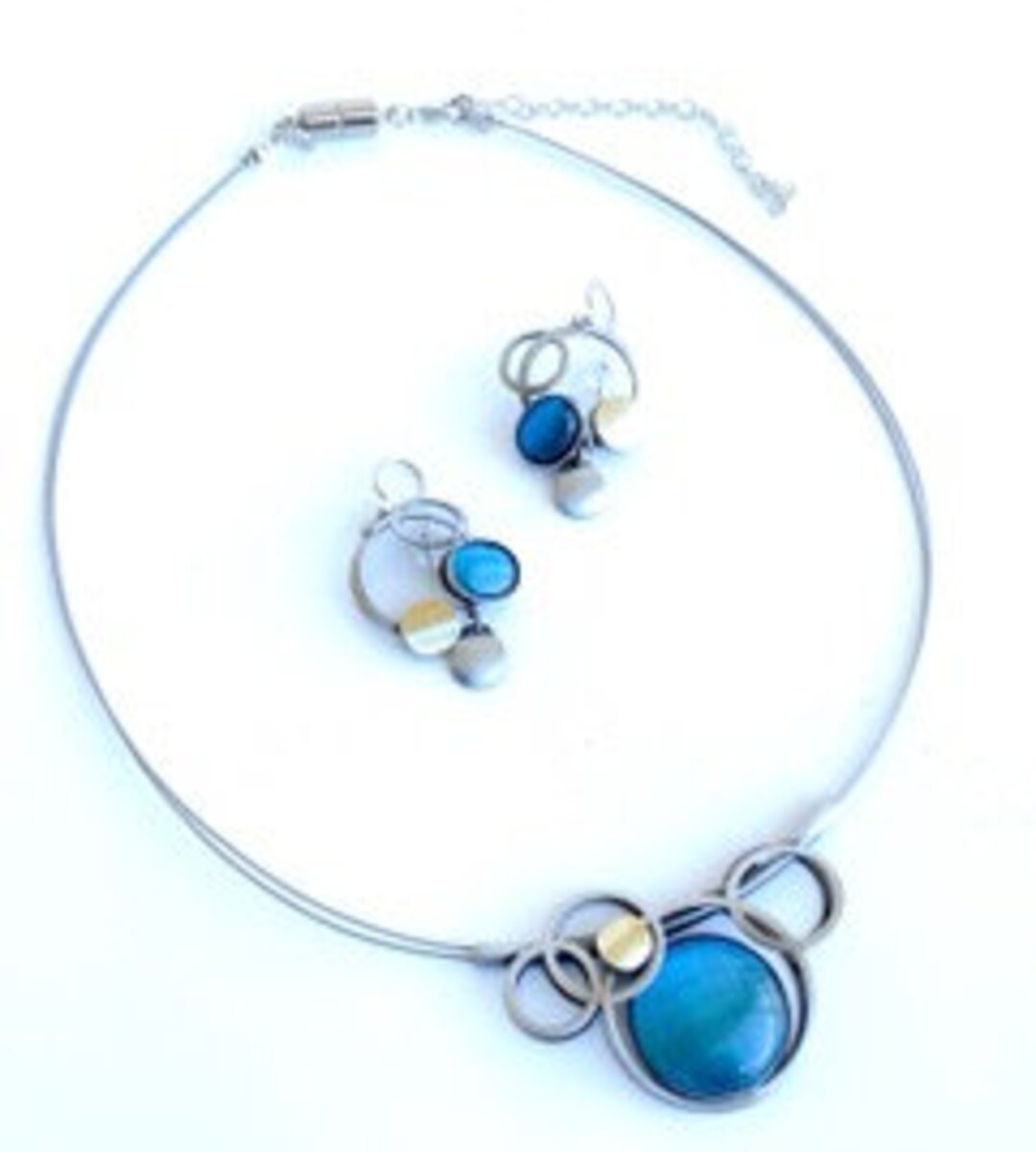 Christophe Poly Wire Necklace Set (GY) With Earrings - Etsy