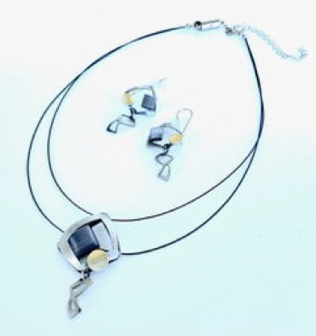 Christophe Poly Black Wire Necklace Set JY With Earrings - Etsy