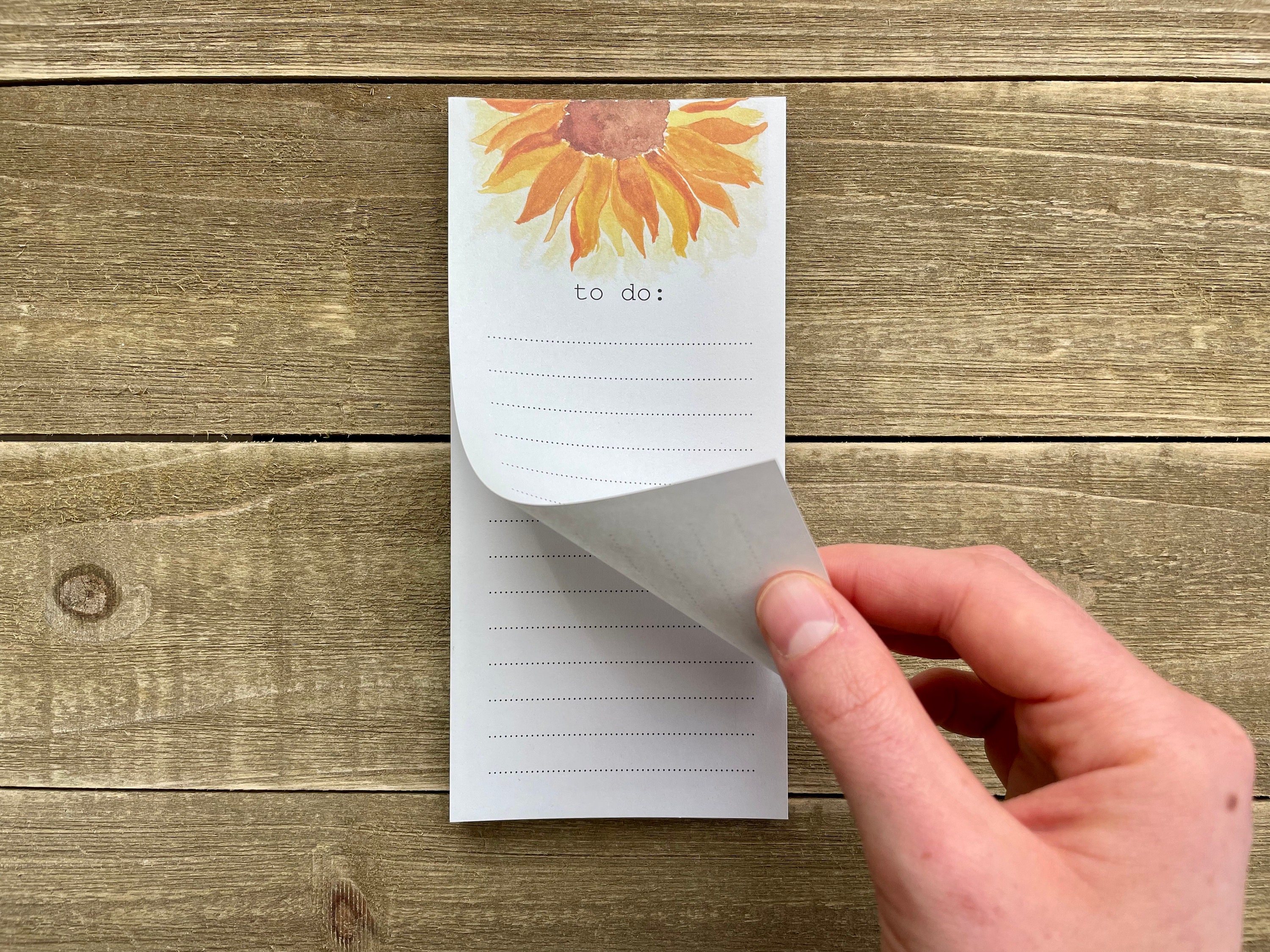 Sunflower to Do Notepad Watercolor Floral Notepad 50 Lined - Etsy
