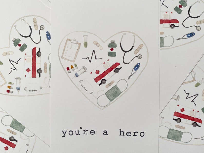 Healthcare Worker Postcard | Hand Painted Watercolor Print | Thank a ...