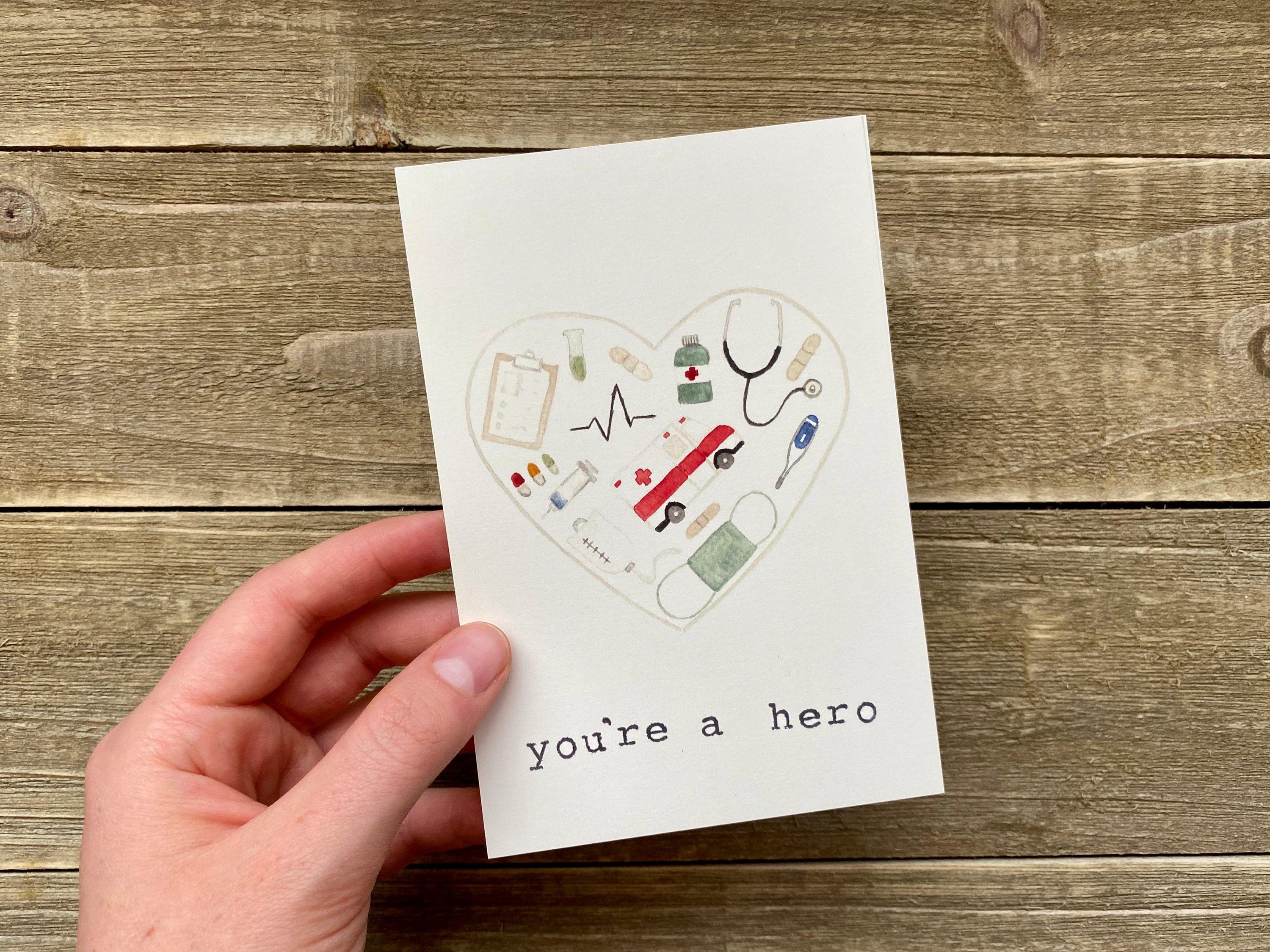 Healthcare Worker Postcard | Hand Painted Watercolor Print | Thank a ...