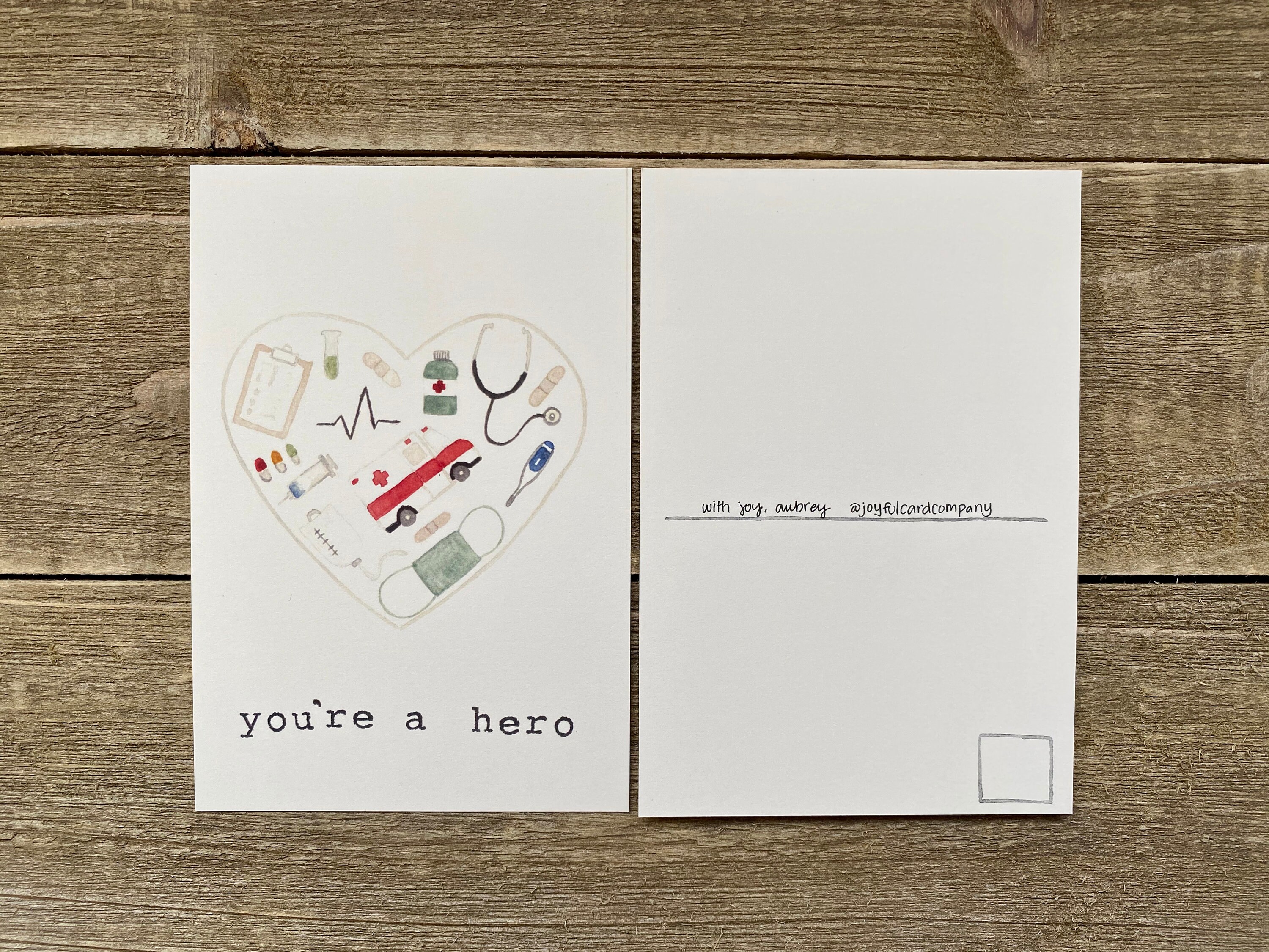 Healthcare Worker Postcard | Hand Painted Watercolor Print | Thank a ...