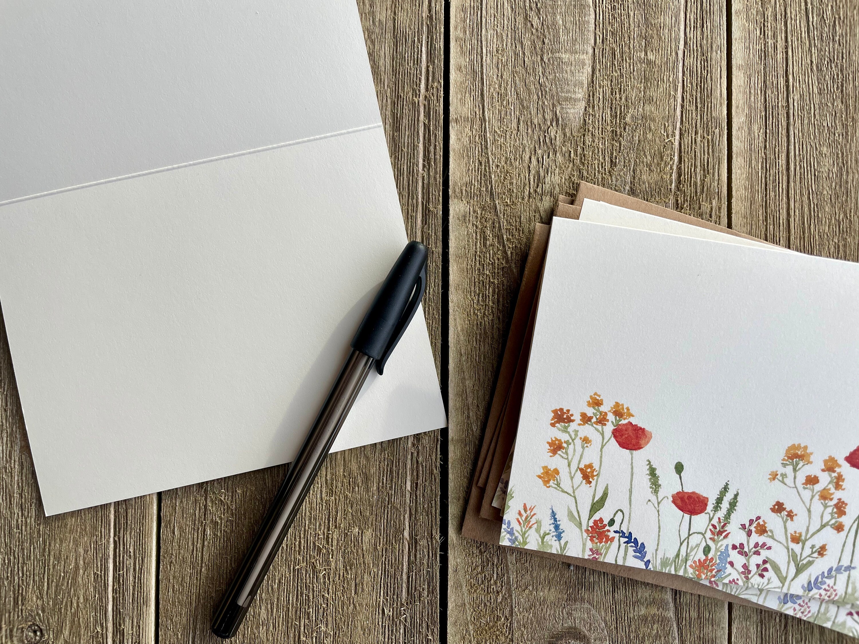 Watercolor Wildflower Notecards | Floral Stationery | Set of 4 | Hand ...