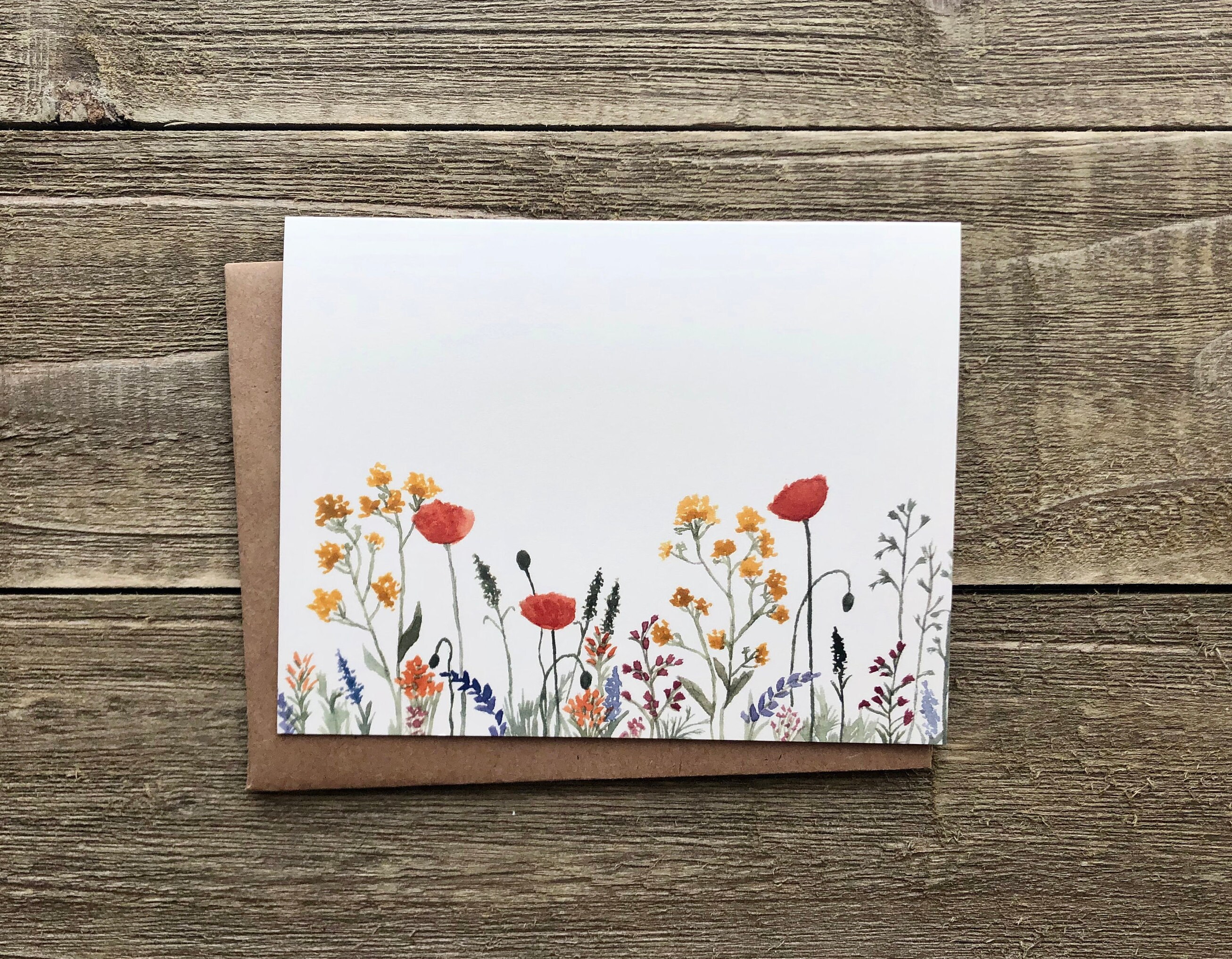 Watercolor Wildflower Notecards Floral Stationery Set of 4 | Etsy