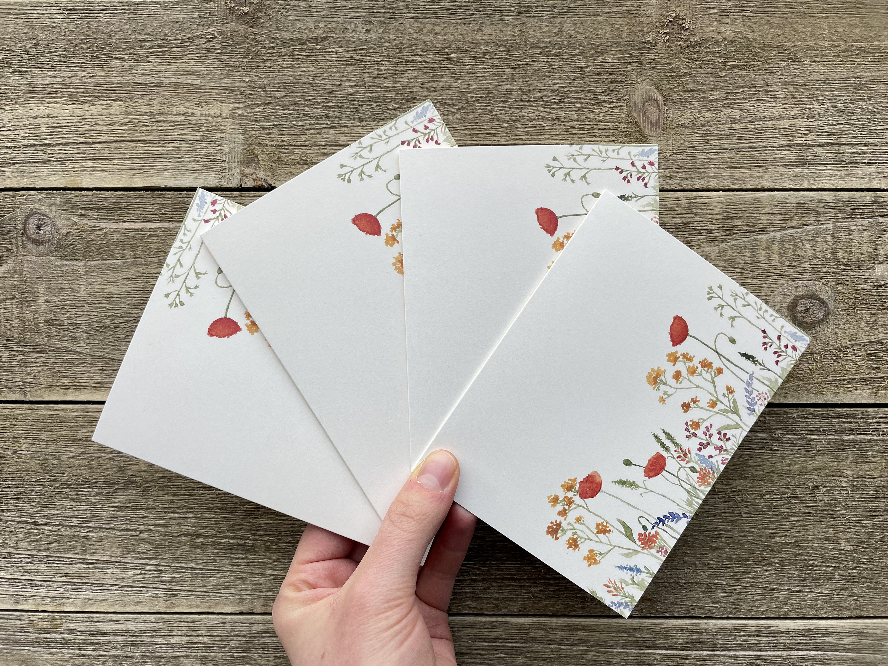 Watercolor Wildflower Notecards | Floral Stationery | Set of 4 | Hand ...