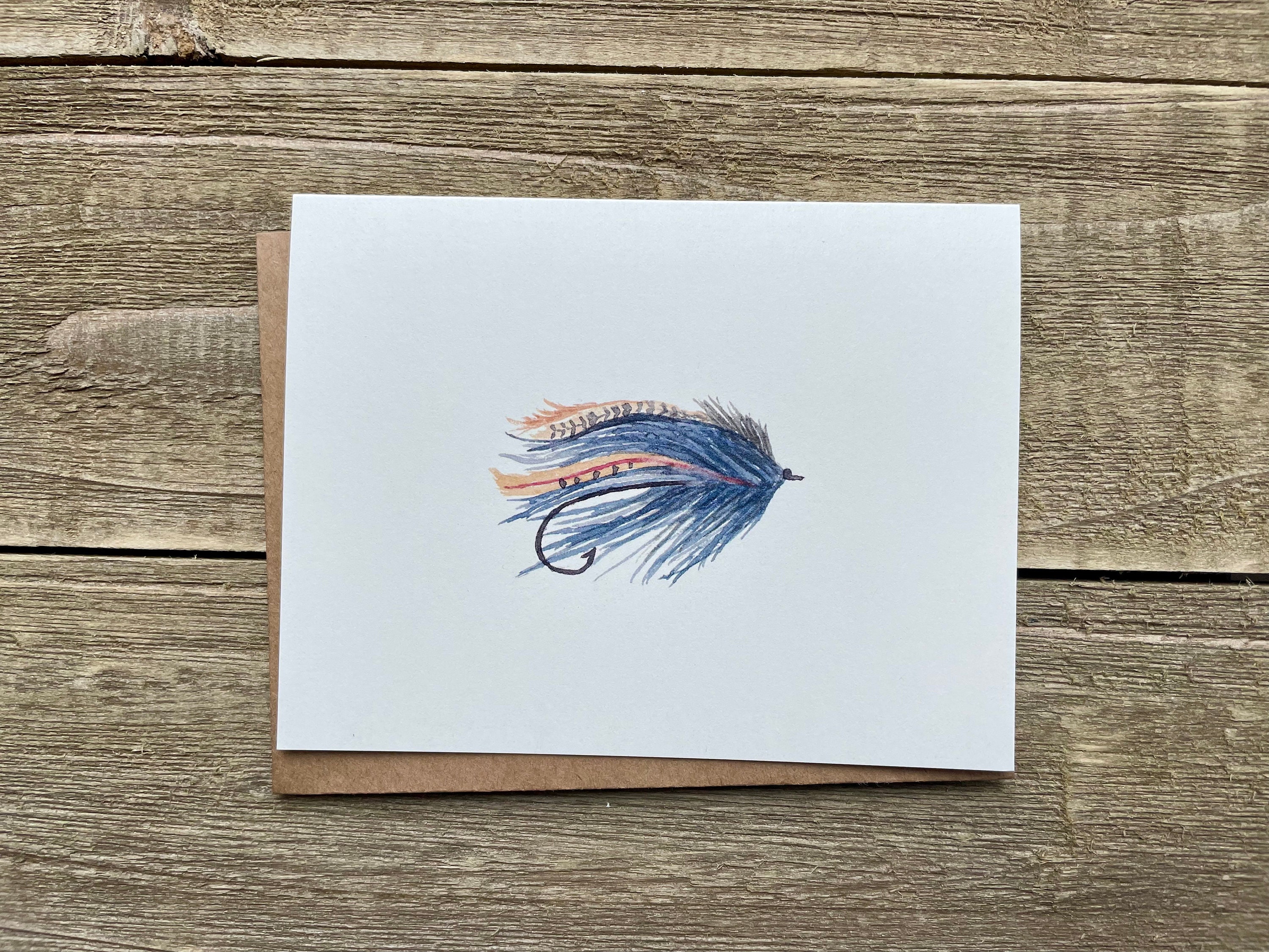 Watercolor Fishing Notecards Hand Painted Set of 4 Watercolor Prints ...